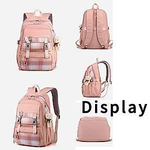AONUOWE Kawaii Large Capacity Backpack for Boys and Girls Aesthetic Cute Back to School Bag in 5 Colors (Blue)