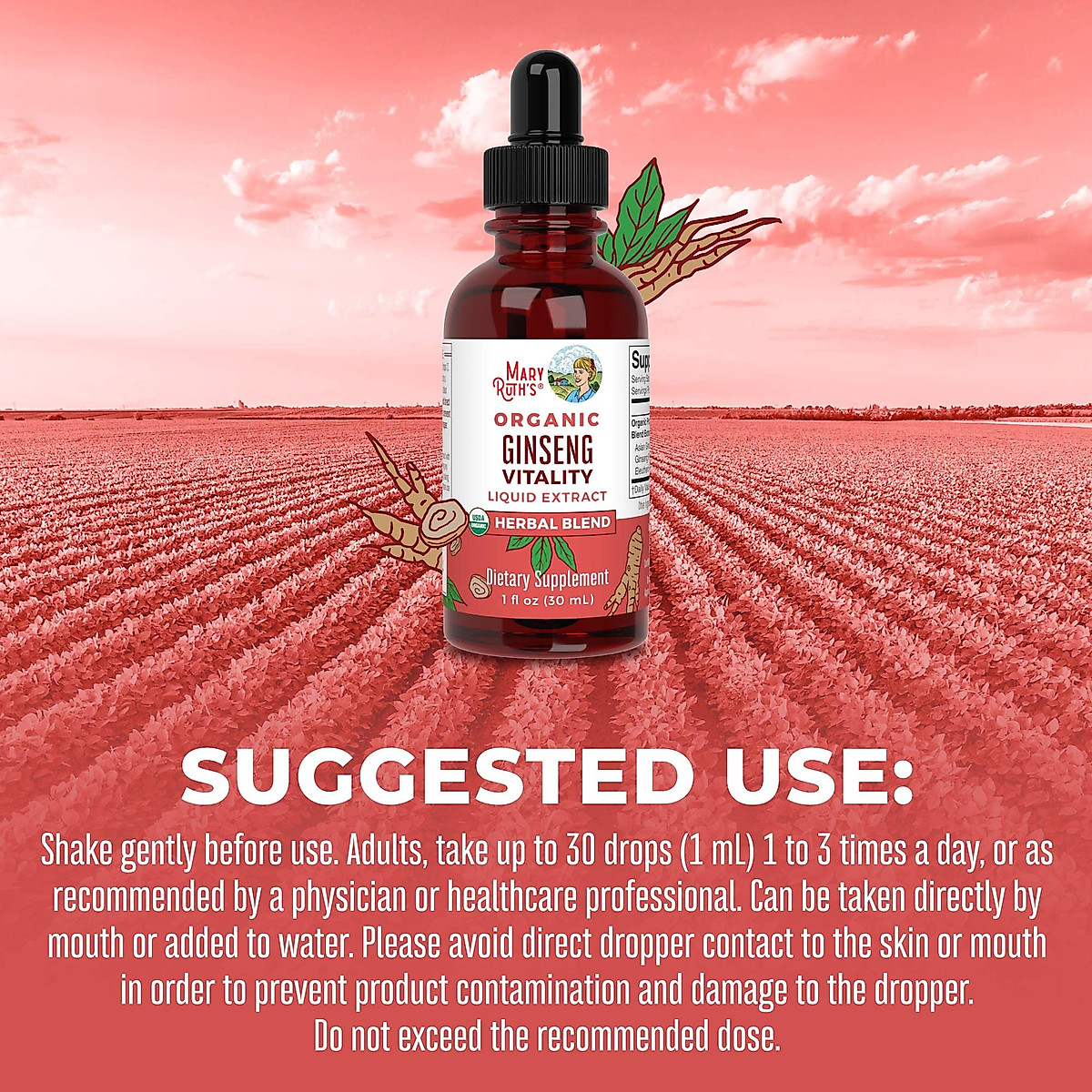 MaryRuth's Herbal Supplement for Brain Function | Boost Energy | Memory | Vitality USDA | Ginseng with Ashwagandha | Eleuthero and Maca Root Extract | 1 Fl Oz