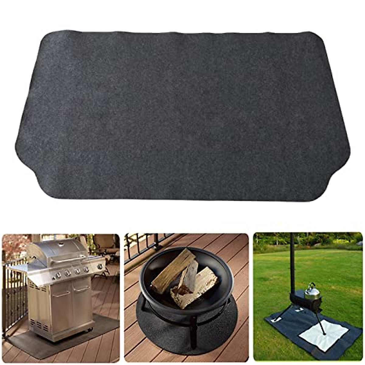 Huhudde Large Under Grill Mat for Outdoor Charcoal Flat Top Smokers Deck Protective Mat Fireproof Grill Pads Heat Resistant BBQ Floor Mat for Outdoor Grill