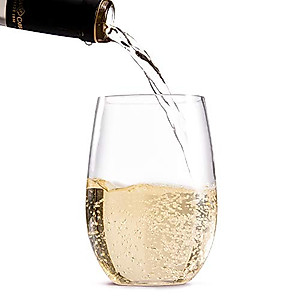 hotder Tritan Stemless Wine Glasses,Unbreakable BPA-Free Plastic Glasses,Set of 4,16OZ (Egg Shape)