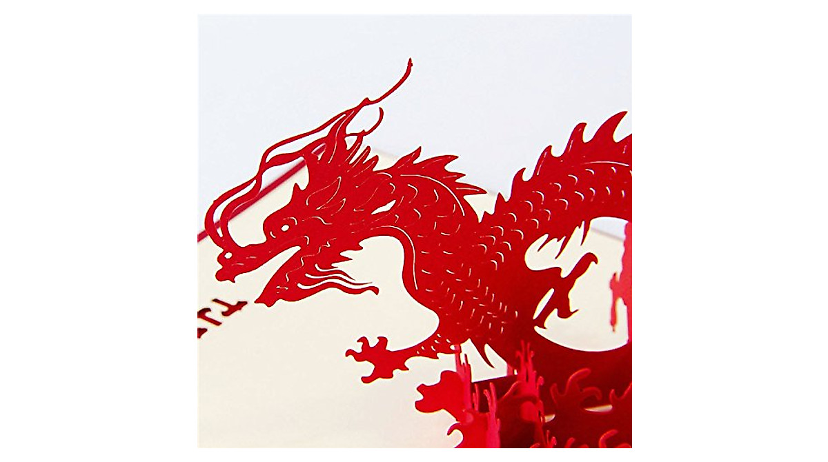 Hunger Handmade 3D Pop Up Chinese Dragon Card - Unique Greeting Gift