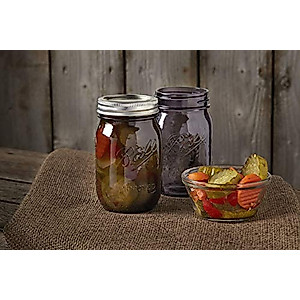 Ball Jar with Lid and Band - Pick Your Size and Color (Purple, Wide Mouth Quart - 32 oz.)