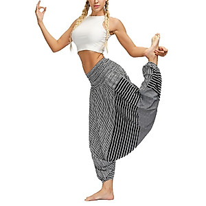 Jinyuxuan Women's Tie Dye Harem Pants Casual Loose Beach Sweatpants Comfortable Baggy Boho Yoga Trousers(0059-StripeK1-One Size)