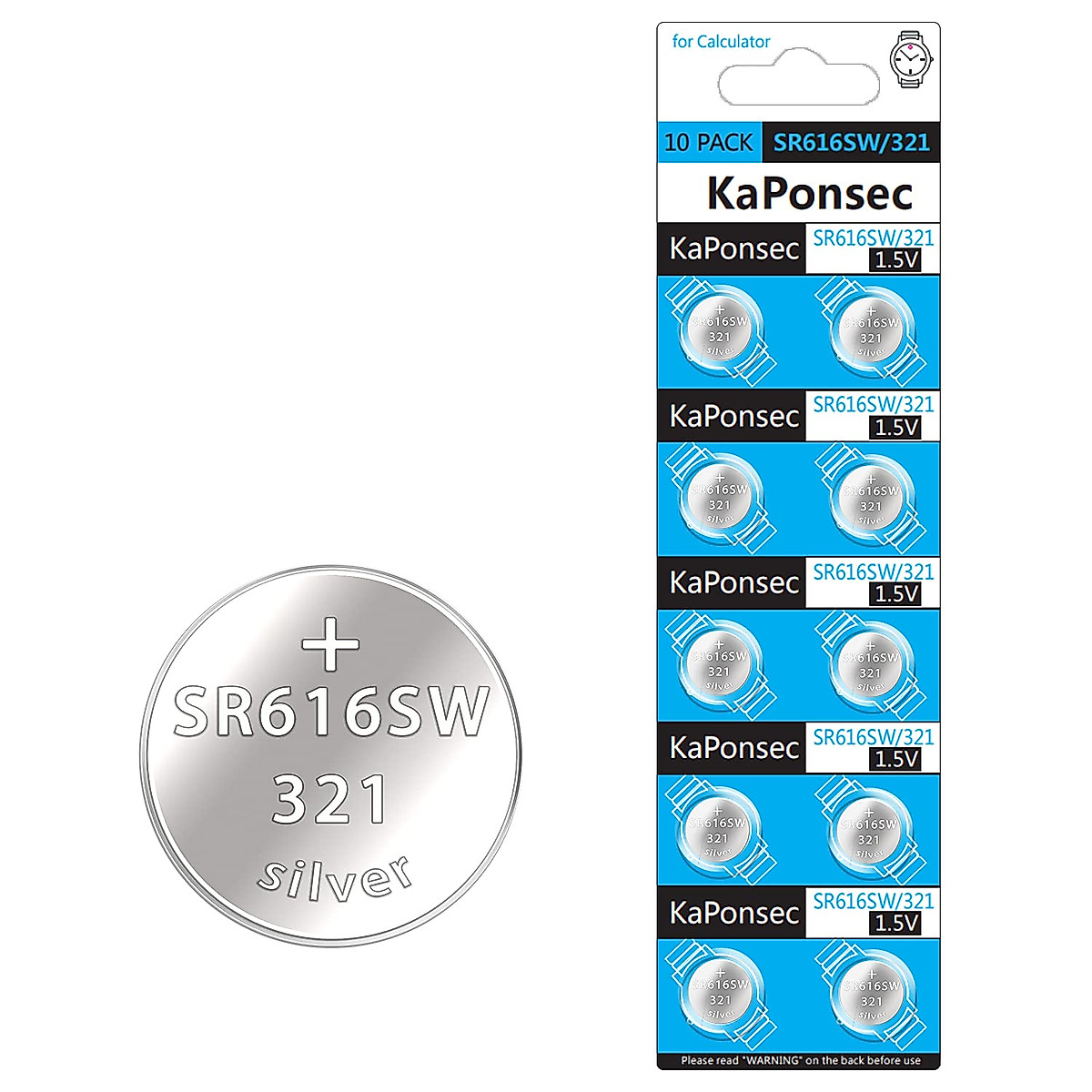 KaPonsec 321 SR616SW 1.5V Silver Oxide Watch Battery (10-Pack)