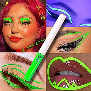 MAEPEOR Neon Liquid Eyeliner 8 Colors Matte Eyeliner Waterproof & Smudgeproof Fluorescent Body Face Paint Makeup for Daily Wear and Halloween Christmas (Neon, Set 0801)