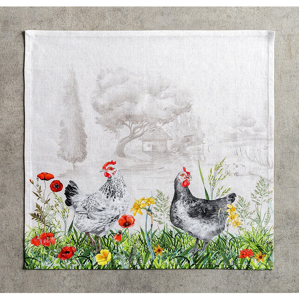 Maison d' Hermine Napkin 100% Cotton 20Inch x 20Inch Set of 4 Decorative Washable Cloth Napkins Table Napkin, Dining, Kitchen, Parties & Camping, Basse Cour - Spring/Summer