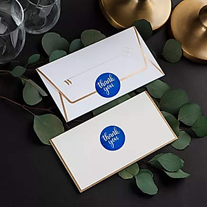 Abeike Thank You Label Sticker 1.5 Round, 500 Labels per Roll, Thank You Sticker for Birthday, Wedding, Gift, Bridal Shower. (Blue -Silver)