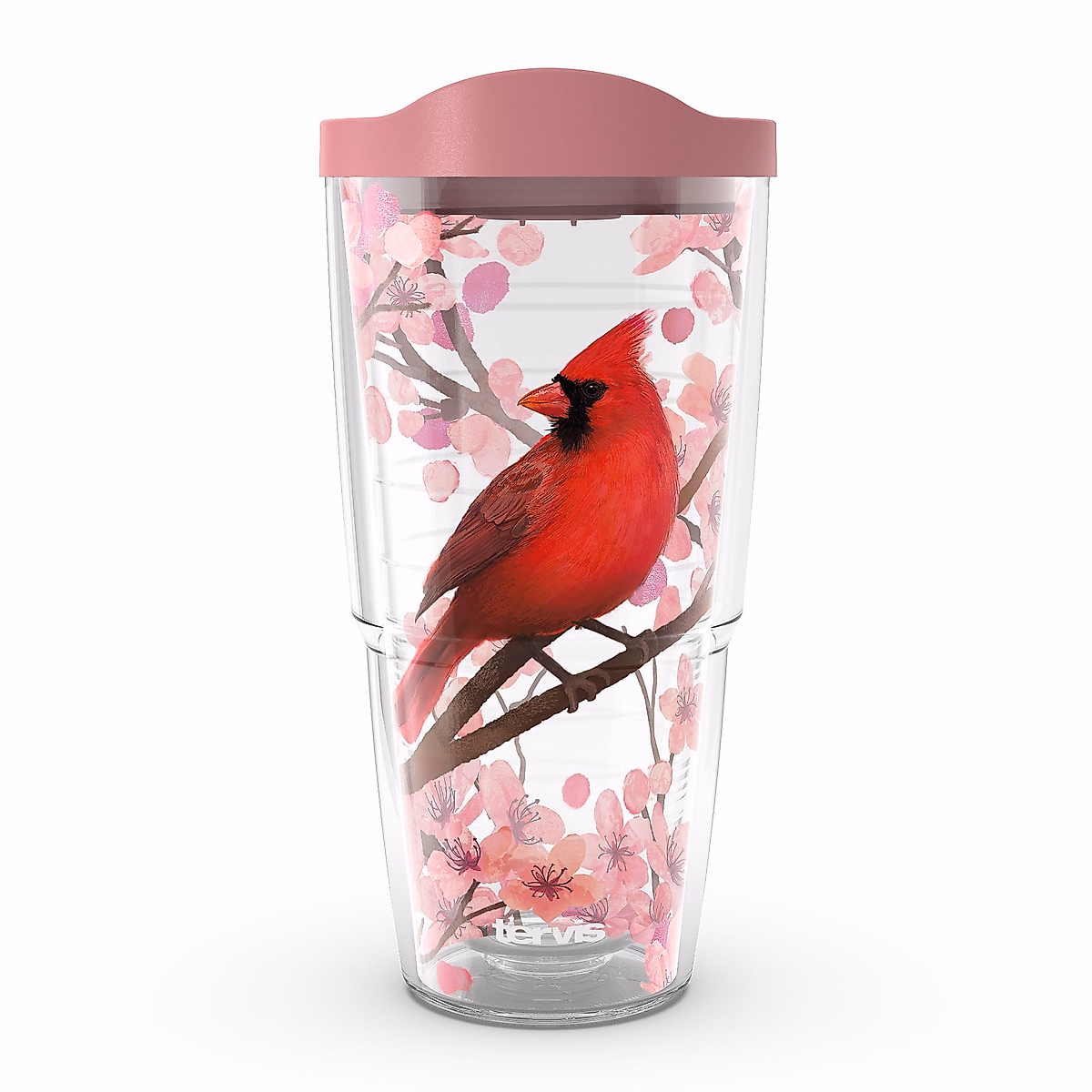 Tervis Sakura Cardinal Made in USA Double Walled Insulated Tumbler Travel Cup Keeps Drinks Cold & Hot, 24oz, Classic