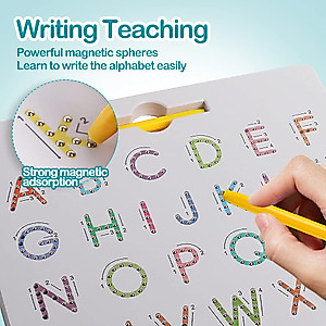 USATDD Magnetic Letters Practicing Board,Tracing ABC Alphabet Magnet Drawing Board Educational Preschool Practice Learning to Write Toys Montessori Uppercase&Lowercase Gift for Kids Toddlers