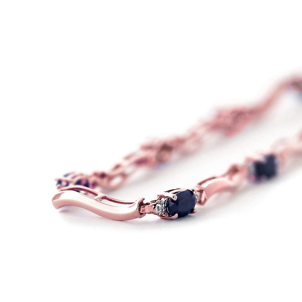 Galaxy Gold GG 2.01 CTW 14k Solid Rose Gold Tennis Bracelet Diamond Sapphire