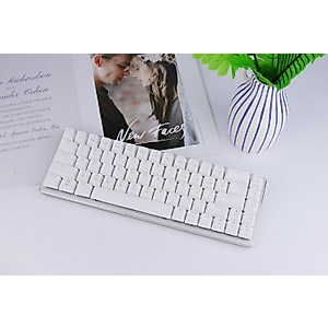 EPOMAKER AJAZZ ZINC 68 Keys Bluetooth Wireless/Wired Gaming Mechanical Keyboard, with Aluminum Zinc Alloy Frame, White Backlight, 300 Hours Standby Time (Cherry Red Switch, White)