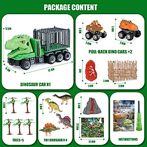 Take Apart Dinosaur Toys for Kids 3-5,STEM Transport Carrier Car Construction Building Set Toys with 4 Dino Figures, 2 Dino Cars & Activity Play Mat, Gifts for 3 4 5 6 7 8 Years Old Boys Girls Kids