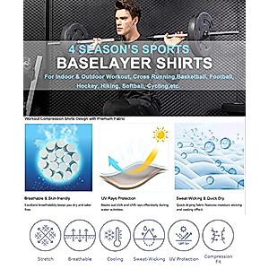 White Compression Shirts Mens Long Sleeve Running Gym Top Shirts Lightweight Sports Baselayer Undershirt Cool Dry