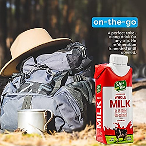 Golden Flow Shelf Stable Whole milk - UHT Boxed Milk - Fortified with Vitamins A & D –No Refrigeration Needed, Cholov Yisroel, Kosher for Passover -8 FL oz- (Pack of 12)