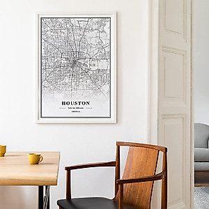 Dear Mapper Houston United States View Abstract Road Modern Map Art Minimalist Painting Black and White Canvas Line Art Print Poster Art Print Poster Home Decor (Set of 3 Unframed) (16x24inch)