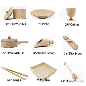 Play. Pretend. Learn. Montessori Toys for Toddlers. Wooden Tray Busy Board with 13 Sensory Toys and Educational Toys. Wooden Toy Play Kitchen Wooden Scoops. Toddler Toys for 3 Years+