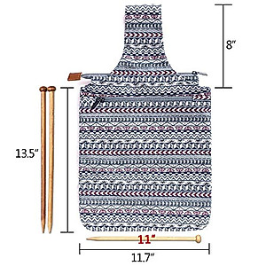 Teamoy Knitting Bag, Portable Yarn Tote Project Bag for Knitting Needles, Yarn and Crochet Supplies, Perfect Size for Knitting on The Go, Bohemian