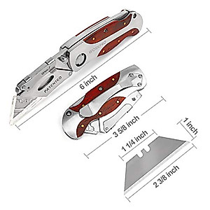 WORKPRO Quick-Change Utility Knife, Classical Retro Style Wood Grain Handle, Back Lock Folding Knife with Clip