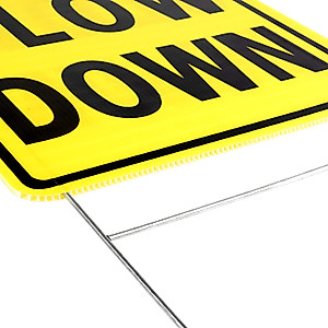 Kichwit 2 Pack Double Sided Please Slow Down Sign Plastic Yard Signs with Metal Stakes, Sign Measures 11.8 x 15.7 Inches