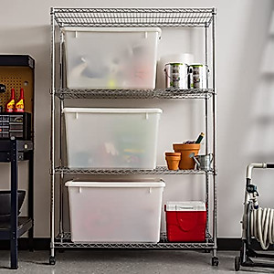 IRIS USA 132 Quart/36 Gal. Stackable Plastic Storage Bins with Lids and Latching Buckles, 3 Pack - Pearl, Containers with Lids, Durable Nestable Closet, Garage, Totes, Tubs Boxes Organizing