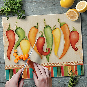 Fiesta Peppers - Large Glass Cutting Board 15x12