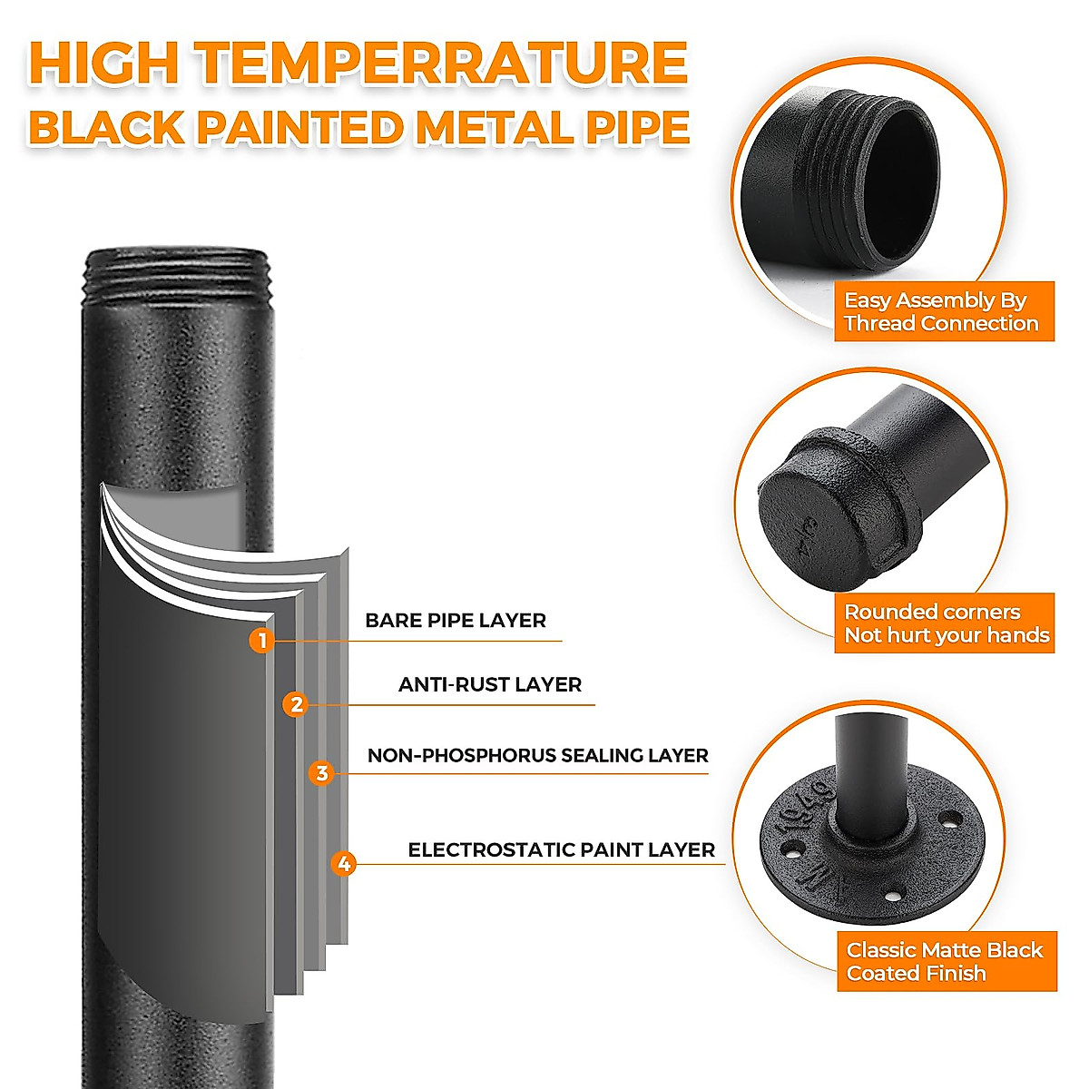 Home Expert Industrial Pipe Clothes Rack 40" Wall Mounted Wall Clothing Rack for Hanging Clothes Black Garment Rack, 1 pack