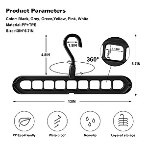 HEYHOUSE Closet Organizers and Storage,College Dorm Room Essentials,Pack of 10 Multifunctional Organizer Magic Space Saving Hangers with 9 Holes Storage Organization for Wardrobe Closet