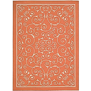 Nourison Home & Garden Indoor/Outdoor Orange 5'3" x 7'5" Area -Rug, Easy -Cleaning, Non Shedding, Bed Room, Living Room, Dining Room, Kitchen, Backyard, Deck, Patio (5x7)
