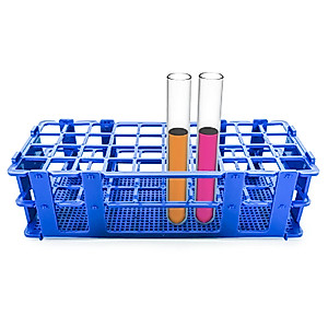 krngcwc 3 Packs Plastic Test Tube Rack, 40 Holes Lab Test Tube Rack Holder for 20mm Test Tubes, Blue, Detachable (40holes)