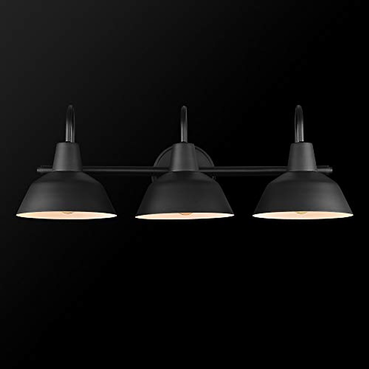 Globe Electric 51710 5-Piece Bathroom Accessory Set, with Vanity, Matte Black, 3-Light Vanity Light, Towel Bar, Towel Ring, Robe Hook, Toilet Paper Holder, Bathroom Lights Over Mirror, Home Décor