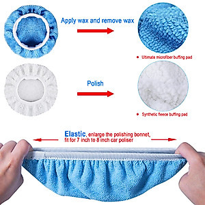 SIQUK 16 Pieces 7 Inch Buffing Pads Foam Polishing Pad Kit Polisher Pads Bonnets Wax Buffer Polish Pads Car Buffer Attachment for Drill