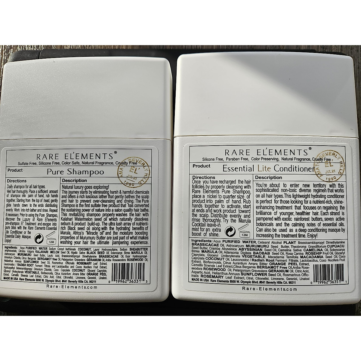 Rare Elements Pure Shampoo & Essential Lite Conditioner Set with Gute Carrying Bag (Three Piece Bundle) 8 oz per unit