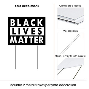 BannerBuzz Black Lives Matter I Can't Breathe Yard Sign with Metal Stakes, Non-Reflective UV Print Corrugated Plastic Sheets for Indoor & Outdoor Garden Signs (24" W X 18" H, Double Sided Print)