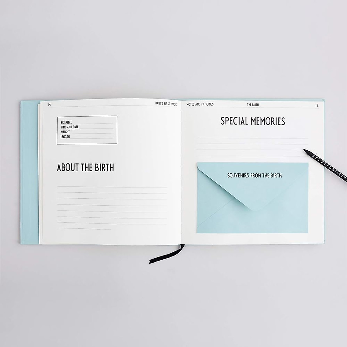 Design Letters Baby's First Year Book | Perfect Baby Book for New Parents Keepsake | Modern Memory Book with Envelope & Milestone Cards | Scrapbook Hardcover Album for Boys, Girls