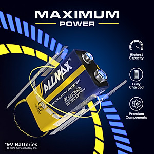 Allmax 9V Maximum Power Alkaline Batteries (48 Count) – Ultra Long-Lasting, 7-Year Shelf Life, Leakproof Design, Superior Performance