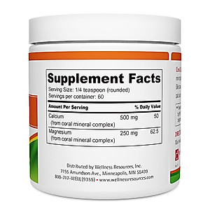 Coral Calcium Powder, Marine Grade, Natural 2:1 Calcium to Magnesium Ratio (500mg, 60 servings)