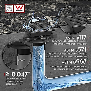 WEBANG 4 Inch Square Shower Floor Drain with Flange,Quadrato Pattern Grate Removable,Food-Grade SUS 304 Stainless Steel,Watermark&CUPC Certified,Matte Black