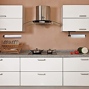 Paper Towel Holder Under Cabinet, Self Adhesive Wall Mount Paper Towel Rack, Towel Paper Bar for Kitchen, Pantry, Sink, Bathroom, SUS304 Stainless Steel 13 inch（Black） (Black, 1)