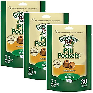 Greenies Pill Pockets, 30 Count, Chicken Flavor, 3 Pack