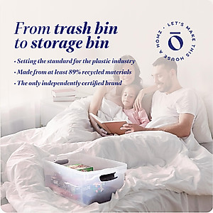 HOMZ 64-Quart Clear Plastic Stackable Storage Bin with Lid Container Box with Latching Handles for Home Garage Organization, Clear (6 Pack)