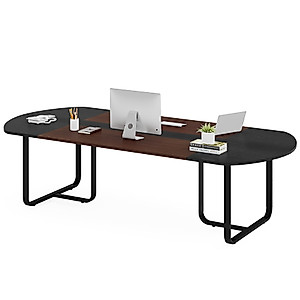 LITTLE TREE 70.86'' Curved Extra Large Executive Desk, 6FT Oval Business Conference Meeting Training Seminar Table for Home Office