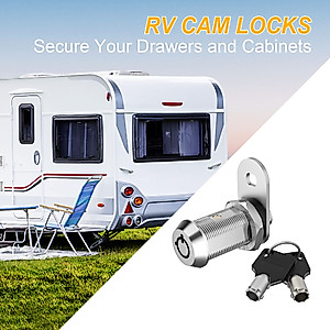 3 Pack Cabinet Locks with Keys, 5/8" Cam Locks Keyed Alike, RV Storage Lock for RV Compartment Door Mailbox Toolbox Locks Replacement Set, Chrome