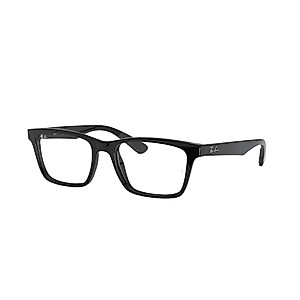 Ray-Ban RX7025 Square Prescription Eyeglass Frames, Black/Demo Lens, 53 mm