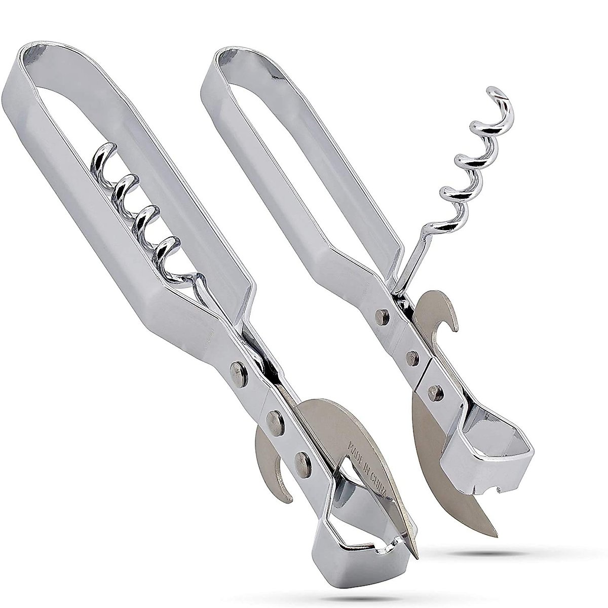 Manual Can Opener with Corkscrew and Bottle Opener Perfect for Camping, Traveling and Everyday Use(Pack Of 2) - By RamPro