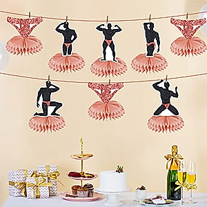 8Pcs Bachelorette Party Decorations, Rose Gold Funny Male Table Honeycomb Centerpieces Party Supplies, Bachelorette Bridal Shower Hen Party Table Topper Decor