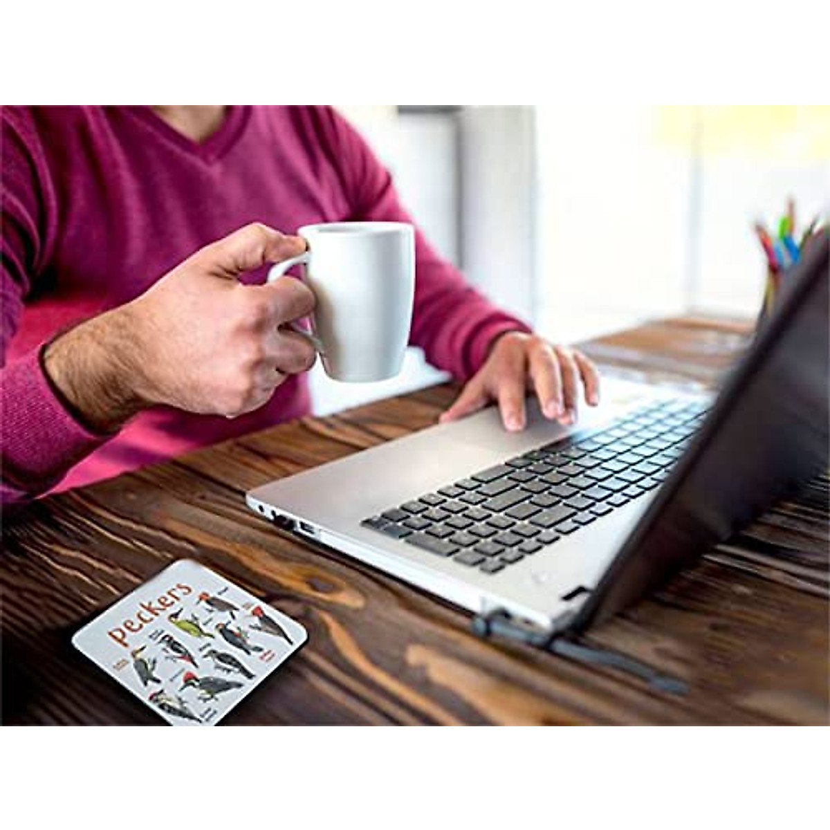 Set of 6 Bird Pun Coasters, 2023 New Square Drinks Coaster, Thicken Funny Bird Coasters Suitable for Home Kitchen Bar Table Decorations, Gifts for Bird Lovers