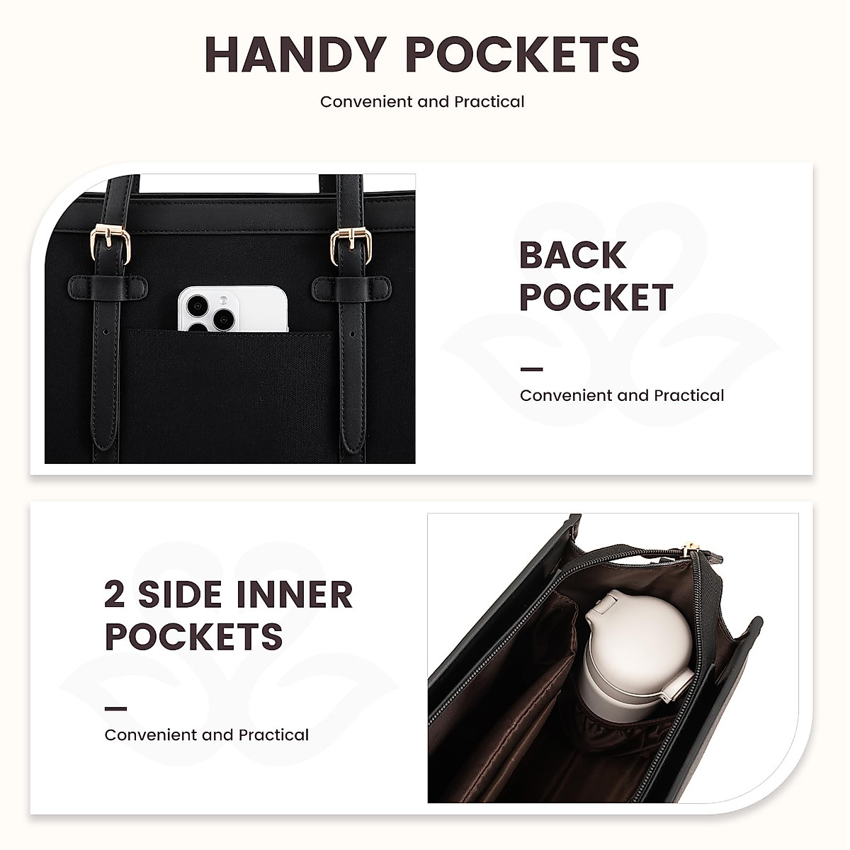 LOVEVOOK Laptop Bag for Women 15.6 inch Canvas Laptop Tote Bag, Large Capacity Work Bag with Clutch Purse, Computer Bag Office Business Briefcase, Casual Handbag for Travel College Teacher School