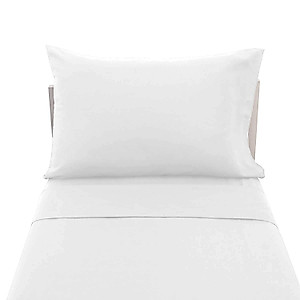 PLAIN PRINTED LINEN 3-Piece Toddler Sheet Set, 100% Cotton Fitted Sheet, Flat Sheet and Envelope Pillowcase, Toddler Bed Set,Crib Sheets Set,Mini Crib Sheets (White Solid)