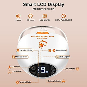 Wearable Breast Pump with Remote Control, Ultra Light Portable Breast Pump, Hands Free Electric Breast Pump with 4 Modes & 9 Levels,Rechargeable Wireless All-in-One Breast Pump with 18-24mm Flanges