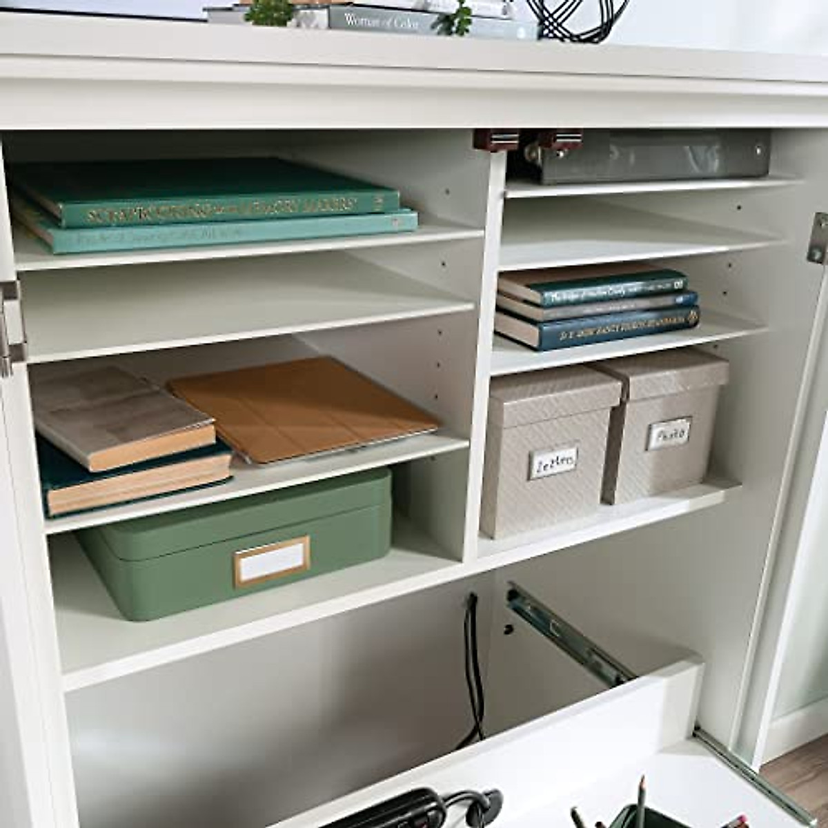 Sauder Miscellaneous Storage Craft & Sewing Armoire, L: 35.11" x W: 21.81" x H: 61.58", Glacier White finish